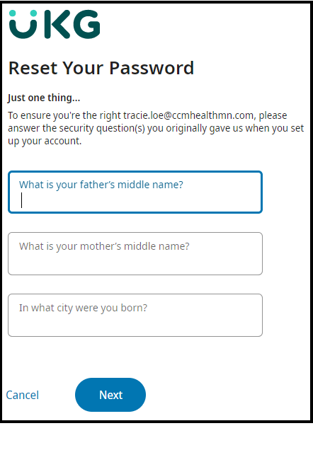UKG(UltiPro) Password Reset – CCM Health